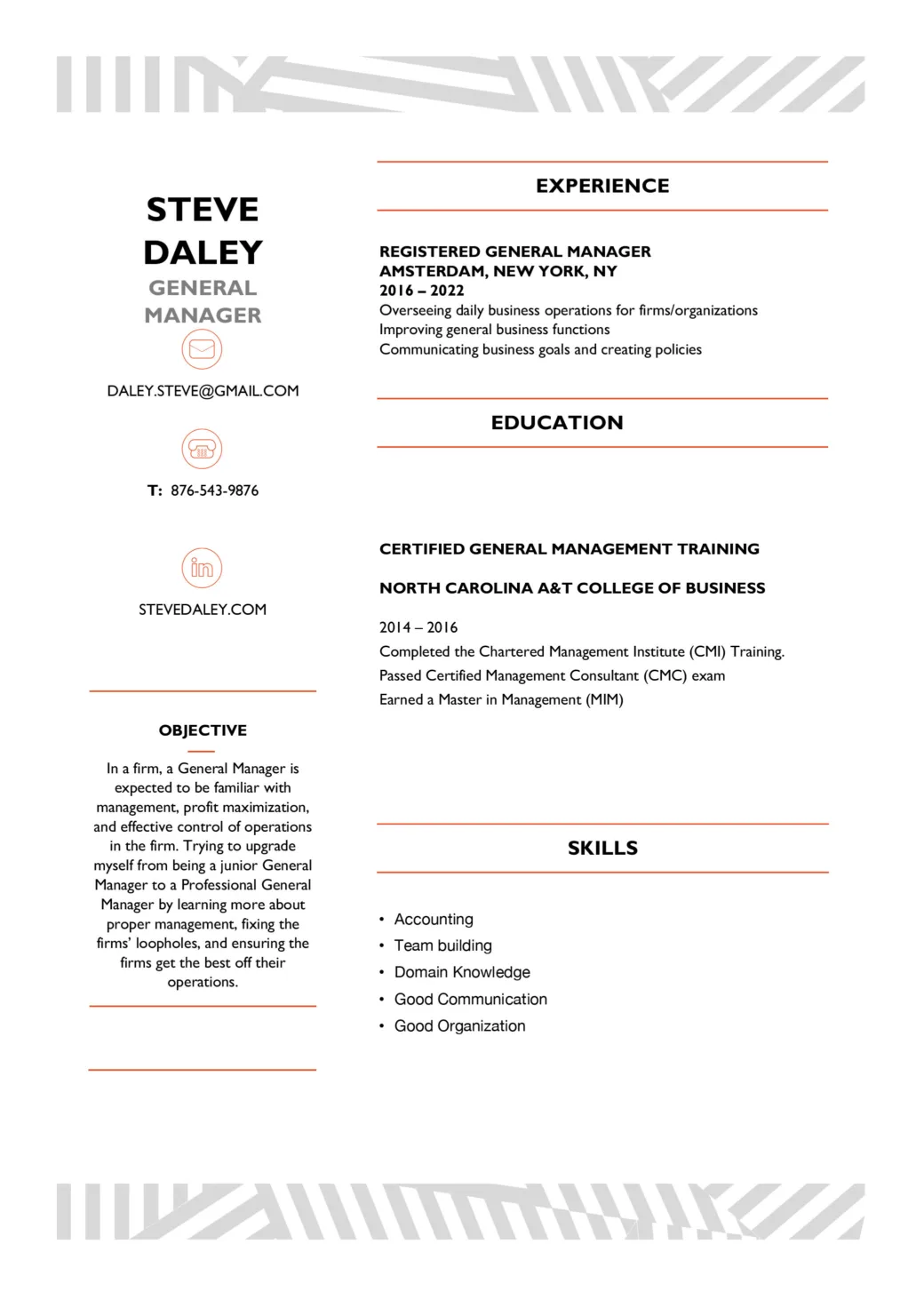 General Manager Resume Example [+ Template for Download]