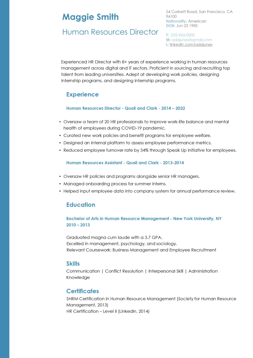 HR Director Resume [+ Free Template & Real Examples]