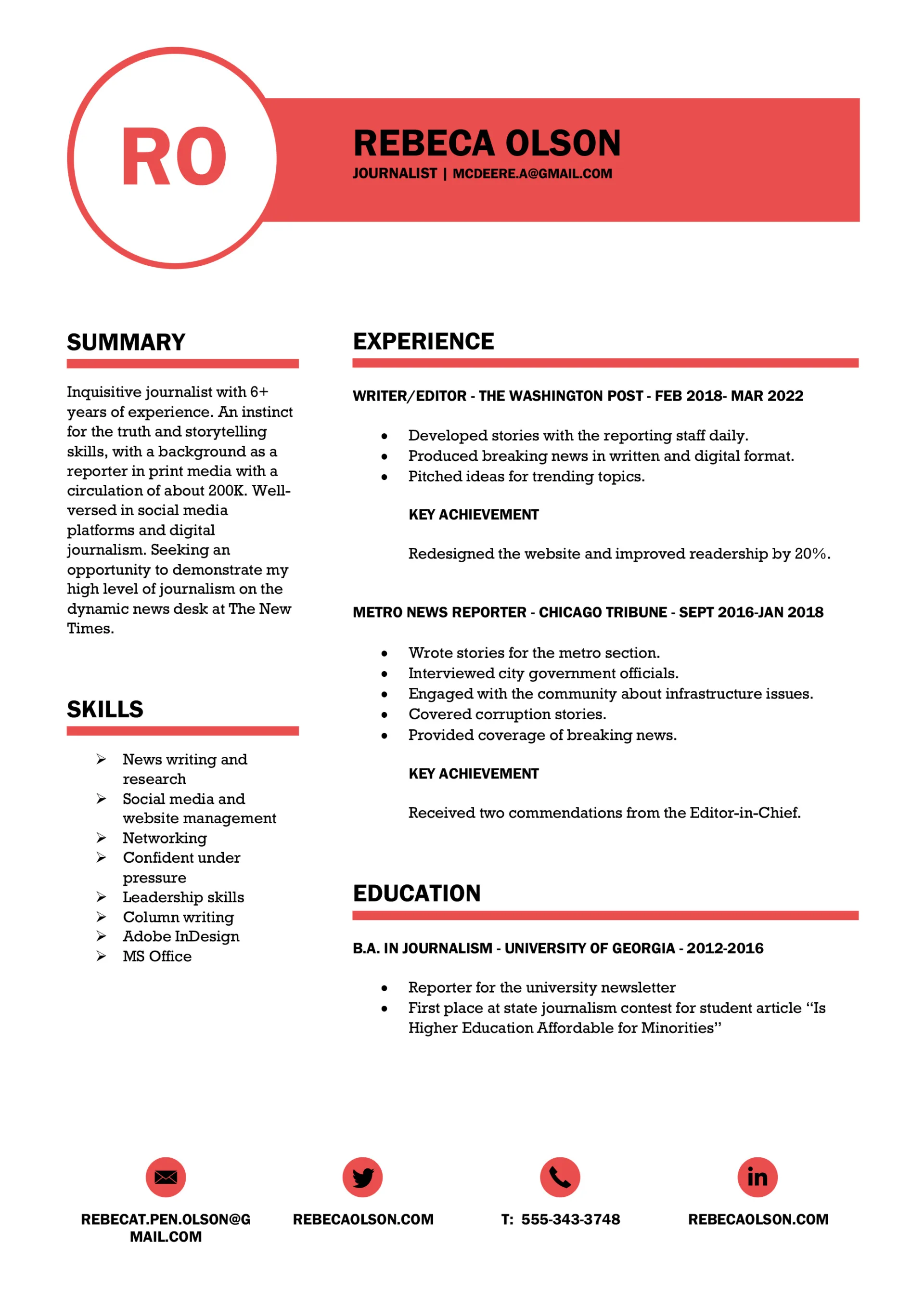 Journalist Resume Sample 10+ Broadcast Journalist Resume Samples
